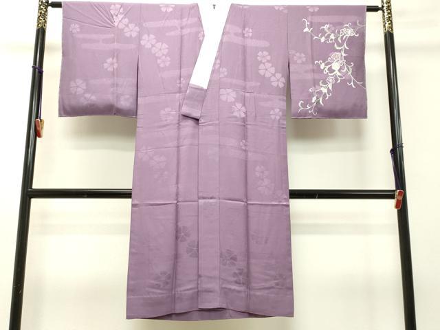 平和屋着物●中国三大刺繍　スワトウ刺繍　汕頭刺繍　長襦袢　無双仕立て　霞舞桜地紋　竜胆色　やまと誂製　正絹　逸品　DAAS2447tw