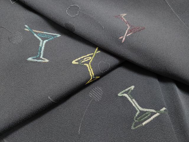 平和屋着物●上質な小紋　グラス　さくらんぼ　正絹　逸品　DAAS2453tw