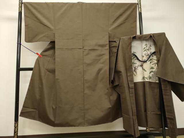 平和屋着物●男性　紬　アンサンブル　涅色　正絹　逸品　未使用　DAAS2480tw