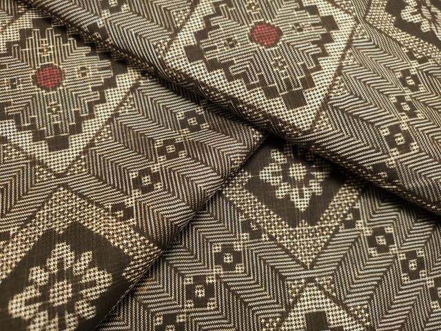 平和屋着物●希少　本場大島紬　龍郷絣　花菱文　正絹　逸品　DAAS2483tw