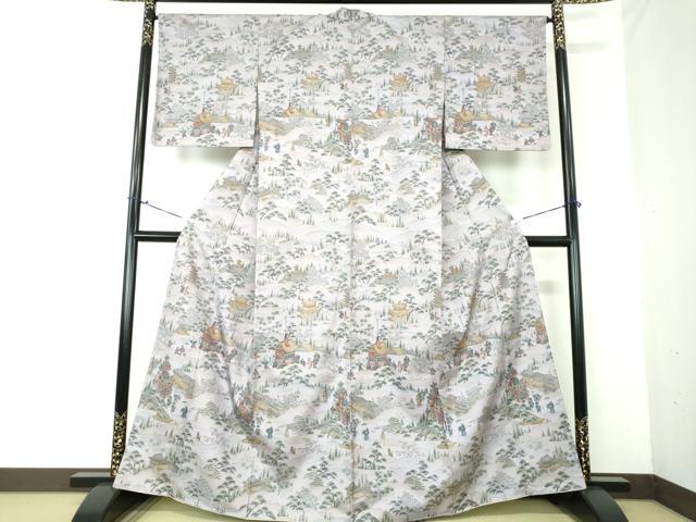 平和屋着物●本場染大島紬　訪問着　作家物　人物風景花文　正絹　逸品　未使用　DAAS3024ps