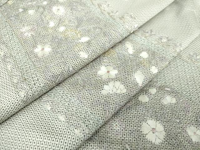 平和屋着物●中国三大刺繍 スワトウ刺繍 汕頭刺繍 蘇州刺繍 総刺繍 本場大島紬 訪問着 白大島 100亀甲 総詰め 松皮菱花文 逸品 DAAS3029ps