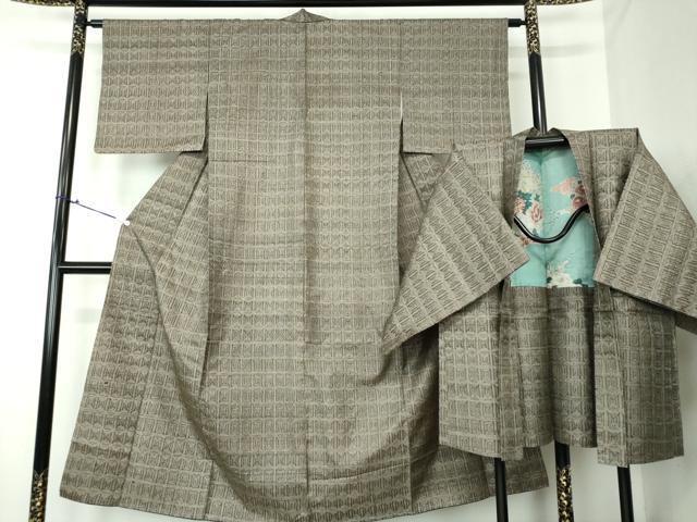 平和屋着物●本場大島紬　アンサンブル　割り込み絣　変わり格子　正絹　逸品　未使用　DAAS3095ps