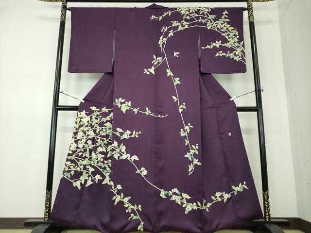 平和屋着物●訪問着　友禅　作家物　枝垂れ桜　正絹　逸品　DAAS3153ps