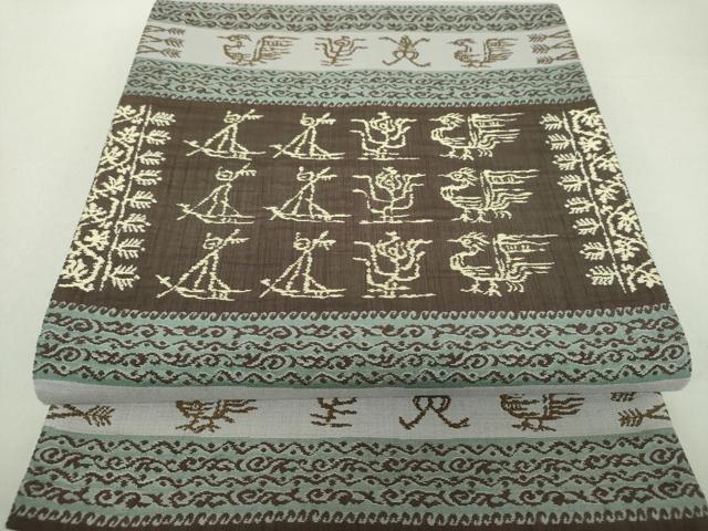 平和屋着物●全通柄袋帯　壁画文様　三越扱い　正絹　逸品　DAAS3186ps