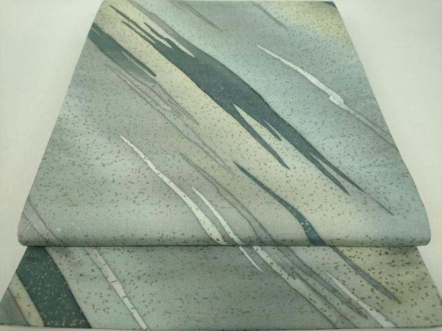 平和屋着物●全通柄袋帯　紬地　霞文　金彩　正絹　逸品　未使用　DAAS3205ps