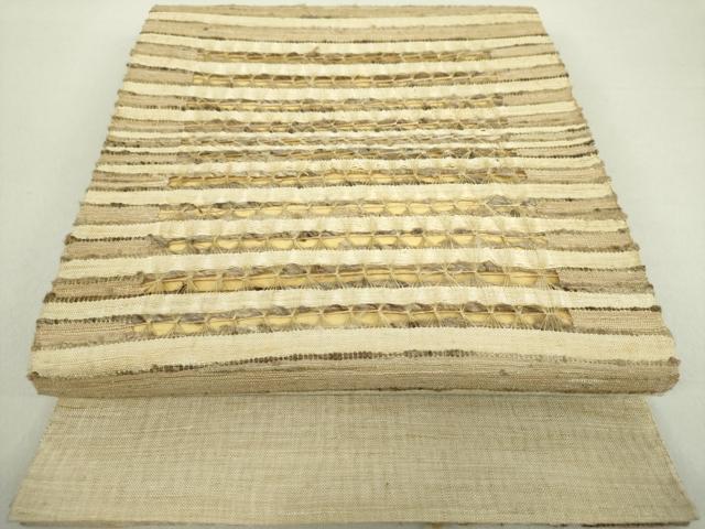 平和屋着物●太鼓柄袋帯　紬地　もじり織　横段文　正絹　逸品　DAAS3223ps