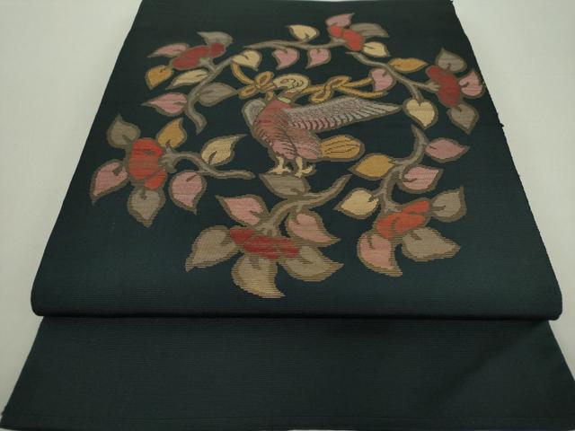 平和屋着物●六通柄袋帯　花鳥丸文　金糸　正絹　逸品　DAAS3227ps