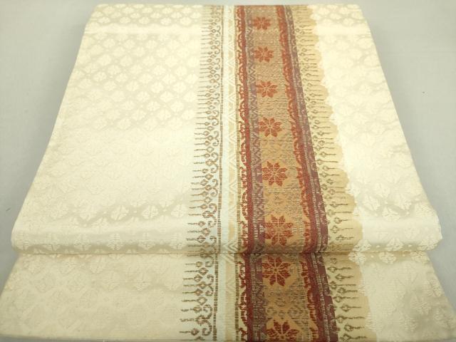 平和屋着物●六通柄袋帯　花間道　金糸　正絹　逸品　DAAS3228ps