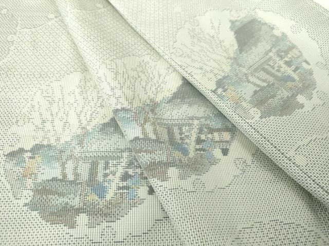 平和屋着物●本場大島紬　白大島　7マルキ　総絣　雪輪重ね風景文　正絹　逸品　DAAS3278ps