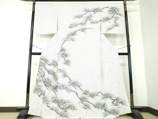 平和屋着物●訪問着　若松葉　たたき染め　正絹　逸品　DAAS3309ps