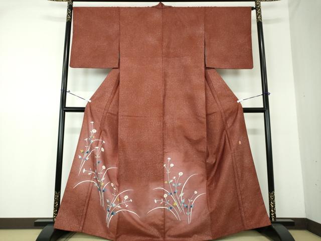 平和屋着物●本加賀友禅作家　能川光陽　白山紬　色留訪問着　枝花文　正絹　逸品　DAAS3330ps