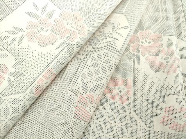 平和屋着物●本場大島紬　白大島　9マルキ　120亀甲　草花文　正絹　逸品　DAAS3340ps