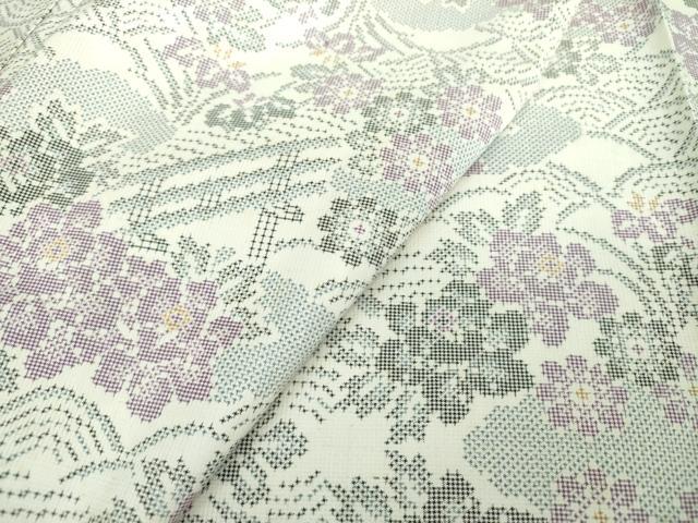 平和屋着物●本場大島紬　白大島　7マルキ　流水花文　正絹　逸品　DAAS3341ps