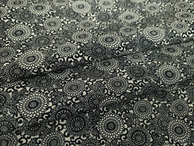 平和屋着物●上質な小紋　型染　菊尽くし　黒地　正絹　逸品　DAAS3366ps