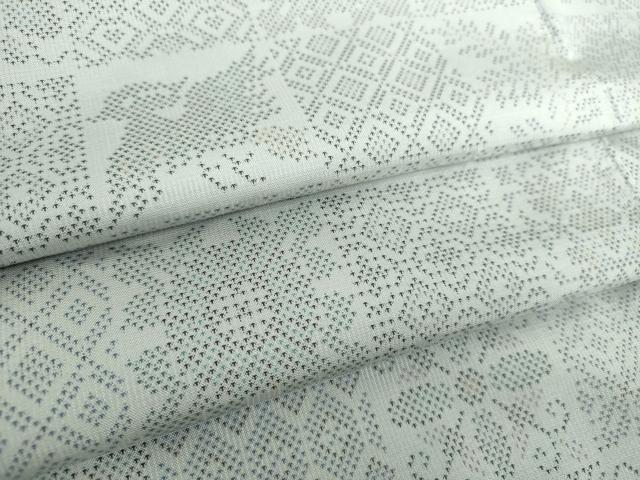 平和屋着物●本場大島紬　白大島　9マルキ　市松花鳥文　やまと誂製　正絹　逸品　DAAS3371ps