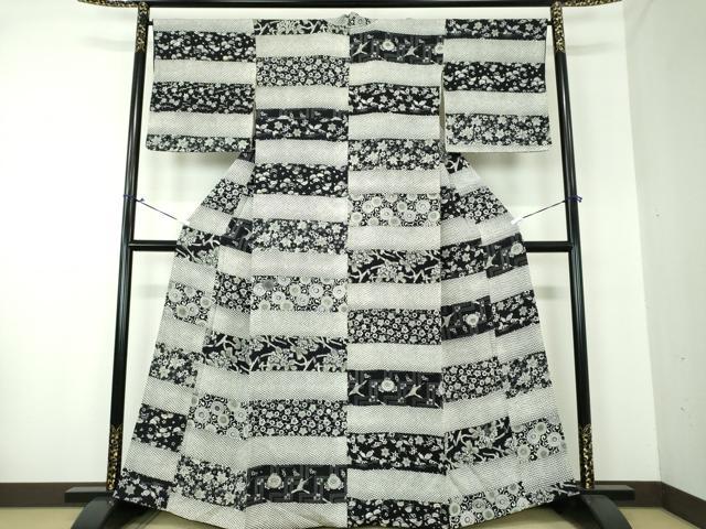 平和屋着物●上質な小紋　型染　横段飛鶴花文　正絹　逸品　DAAS3372ps