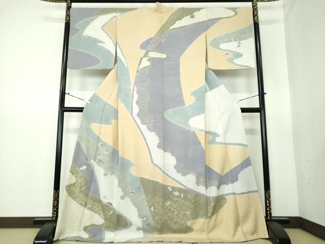 平和屋着物●訪問着　絞り　刺繍　宝尽くし　金彩　ロング丈　正絹　逸品　DAAS3380ps