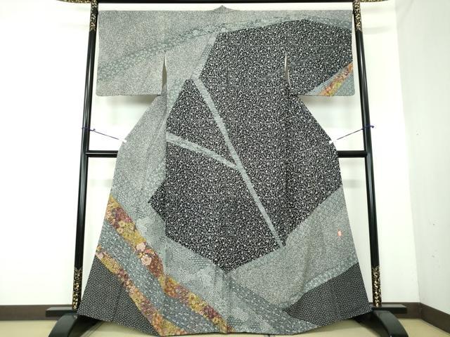 平和屋着物●京友禅作家　外池雅峰　訪問着　切嵌更紗花蝶文　やまと誂製　正絹　逸品　DAAS3413ps