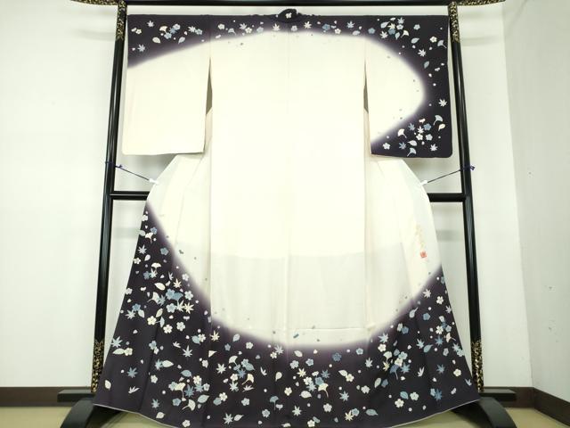 平和屋着物●皇室デザイナー　中村乃武夫　訪問着　吹き寄せ花文　暈し染め　金彩　正絹　逸品　DAAS3420ps