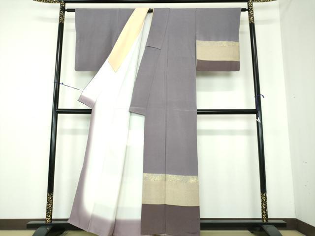 平和屋着物○訪問着 駒刺繍 鹿の子横段文 鬼しぼ縮緬 金彩