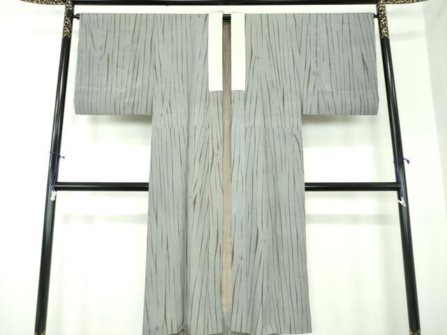 平和屋着物●男性　長襦袢　袷　総絞り　変わり縞　正絹　逸品　DAAS3522ps