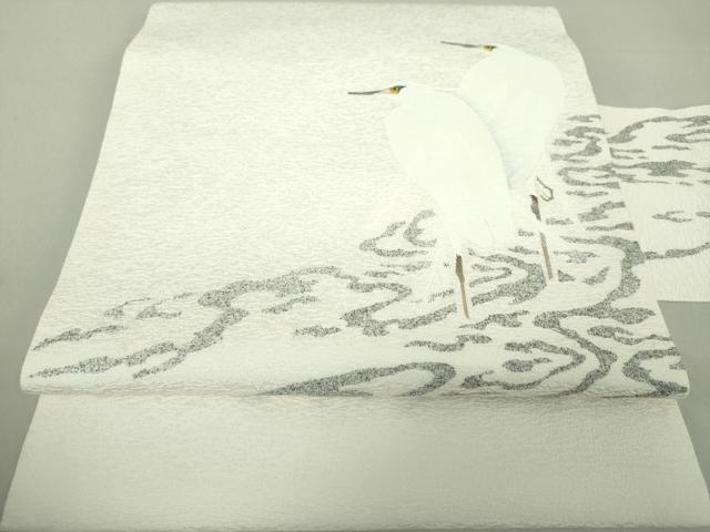 平和屋着物●東京友禅　菅有鬼一　九寸名古屋帯　白鷺　正絹　逸品　DAAS3550ps