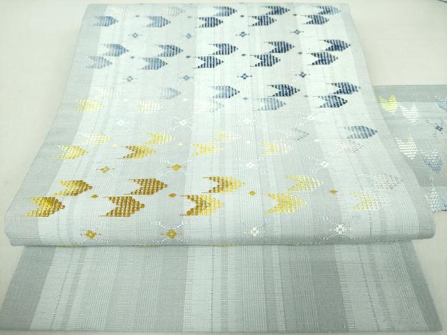 平和屋着物●九寸名古屋帯　紬地　本場琉球花織　琉球絣文様　正絹　逸品　DAAS3557ps