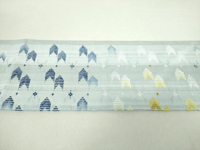 平和屋着物○九寸名古屋帯 生紬 絞り 霞文 正絹 逸品 未