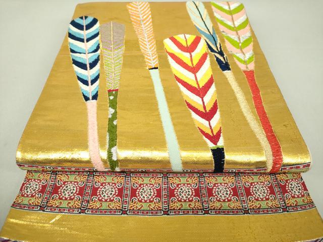 平和屋着物●龍村平蔵製　六通柄　本袋帯　大祝矢　金銀糸　正絹　逸品　DAAS3566ps