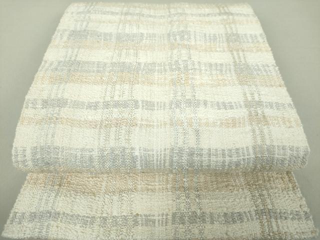 平和屋着物●八寸名古屋帯　紬地　格子　正絹　逸品　DAAS3573ps