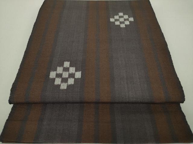 平和屋着物●沖縄県伝統工芸品　八重山ミンサー　手織り　八寸名古屋帯　一重帯　間道　正絹　逸品　DAAS3582ps