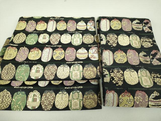 平和屋着物●つけ帯　麗粋唐織　仕覆花文　黒地　金糸　ますいわ屋扱い　正絹　逸品　DAAS3593ps