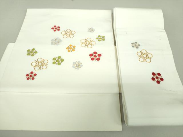 平和屋着物●塩瀬　つけ帯　駒刺繍　総刺繍　利休緞子　金糸　正絹　逸品　DAAS3594ps