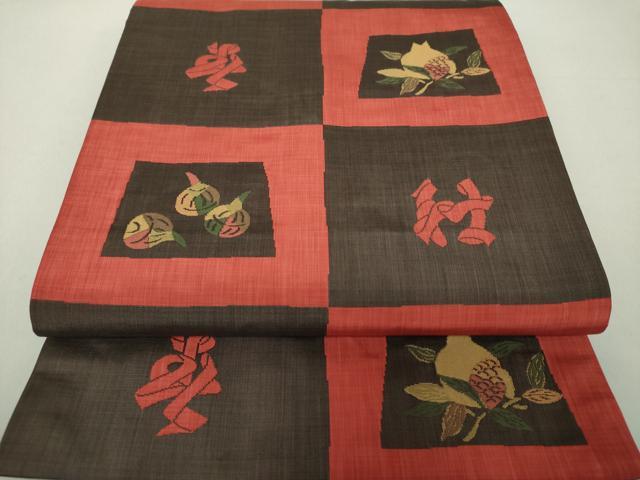 平和屋着物●名門木屋太　今河織物　六通柄袋帯　成り物　市松　正絹　逸品　DAAS3604ps