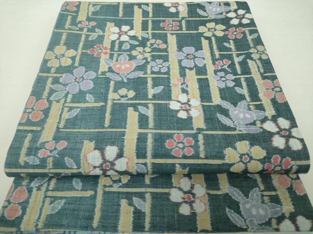 平和屋着物●両面　全通柄袋帯　本場結城玉紬　結織苑　舞花文　正絹　逸品　DAAS3611ps