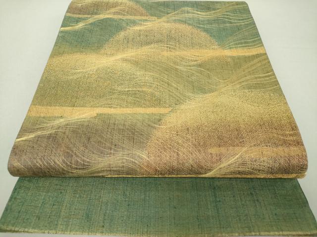 平和屋着物▽名門　しょうざん　生紬　紙屋川伝承　絹漉貴　太鼓柄袋帯　スリーシーズン帯　春　夏　秋　霞文　金糸　逸品　DAAS3620ps