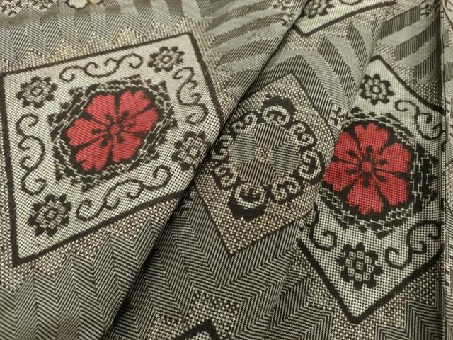 平和屋着物●本場大島紬　龍郷絣　花菱文　正絹　逸品　DAAS3665ps