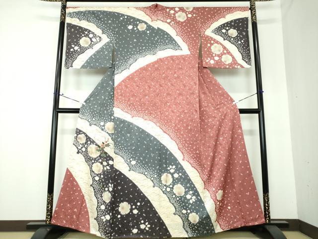 平和屋着物●訪問着　絞り　刺繍　雪輪花文　金彩　正絹　逸品　DAAS3694ps