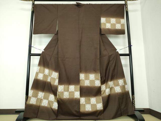 平和屋着物●中国三大刺繍　相良刺繍　訪問着　紬地　横段花文　銀糸　正絹　逸品　DAAS3701ps