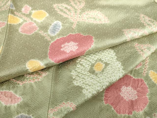 平和屋着物●上質な小紋　総絞り　枝花文　正絹　逸品　未使用　DAAS3722ps