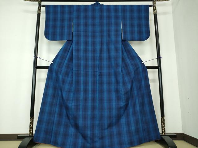 平和屋着物●本場結城紬　重要無形文化財　格子　正絹　逸品　DAAS3725ps