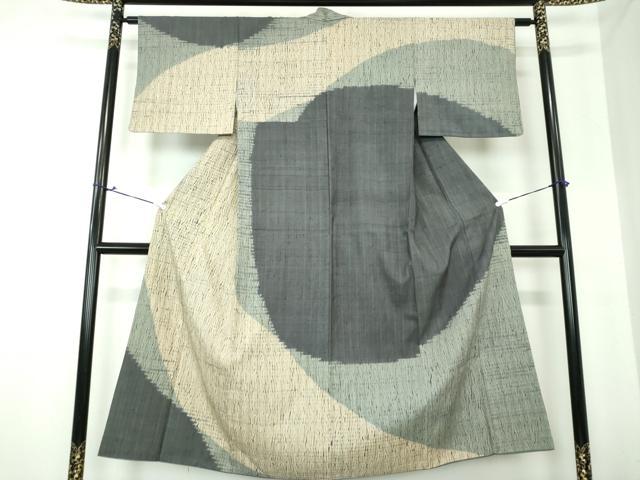 平和屋着物●生紬　訪問着　杢目絞り　霞文　正絹　逸品　DAAS3737ps