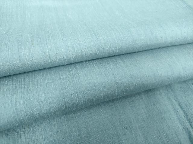 平和屋着物●本場結城紬　重要無形文化財　色無地　水色　正絹　逸品　DAAS3794ps