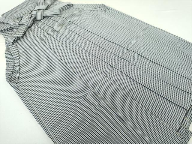 平和屋着物●男性　米沢安部吉　毘龍仙臺平　行灯袴　縞　正絹　逸品　DAAS3796ps