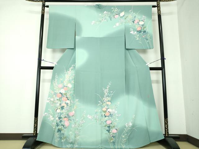 平和屋着物●訪問着　友禅　作家物　草花文　暈し染め　正絹　逸品　DAAS3821ps