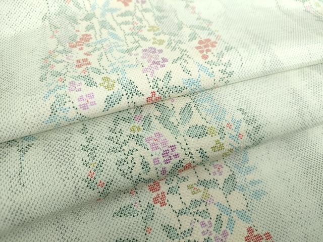 平和屋着物●本場大島紬　白大島　9マルキ　枝垂れ桜　正絹　逸品　DAAS3835ps