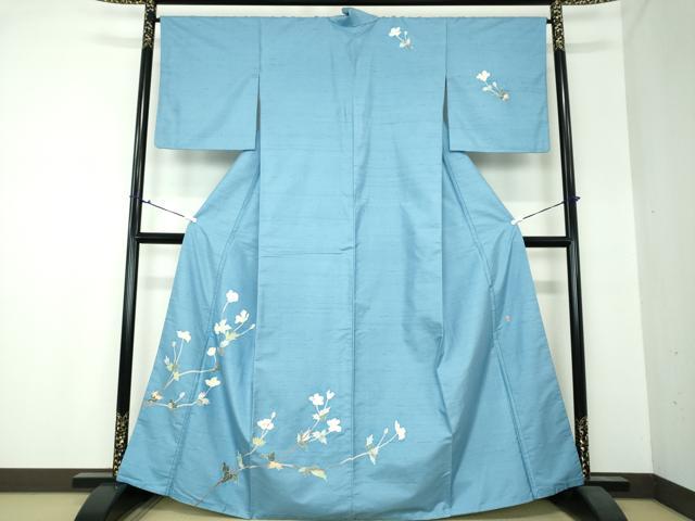 平和屋着物●本加賀友禅作家　成竹登茂男　白山紬　訪問着　枝花文　正絹　逸品　DAAS3865ps