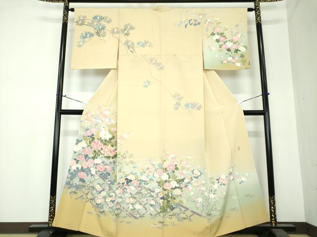 平和屋着物●訪問着　友禅　作家物　籬花文　暈し染め　正絹　逸品　DAAS3867ps