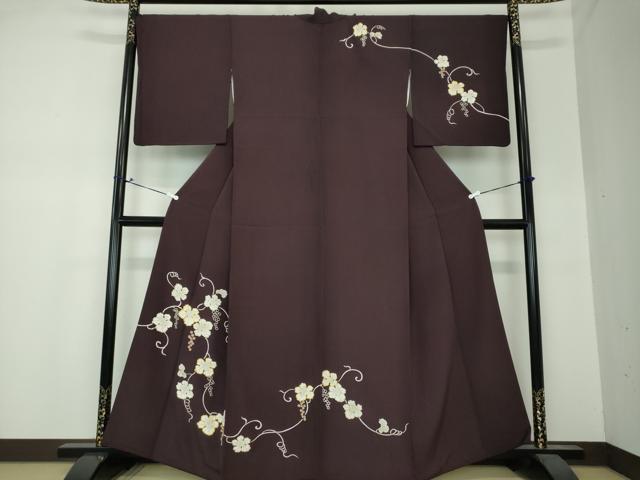 平和屋着物●訪問着　刺繍　葡萄蔦の葉文　金彩　正絹　逸品　DAAS3871ps